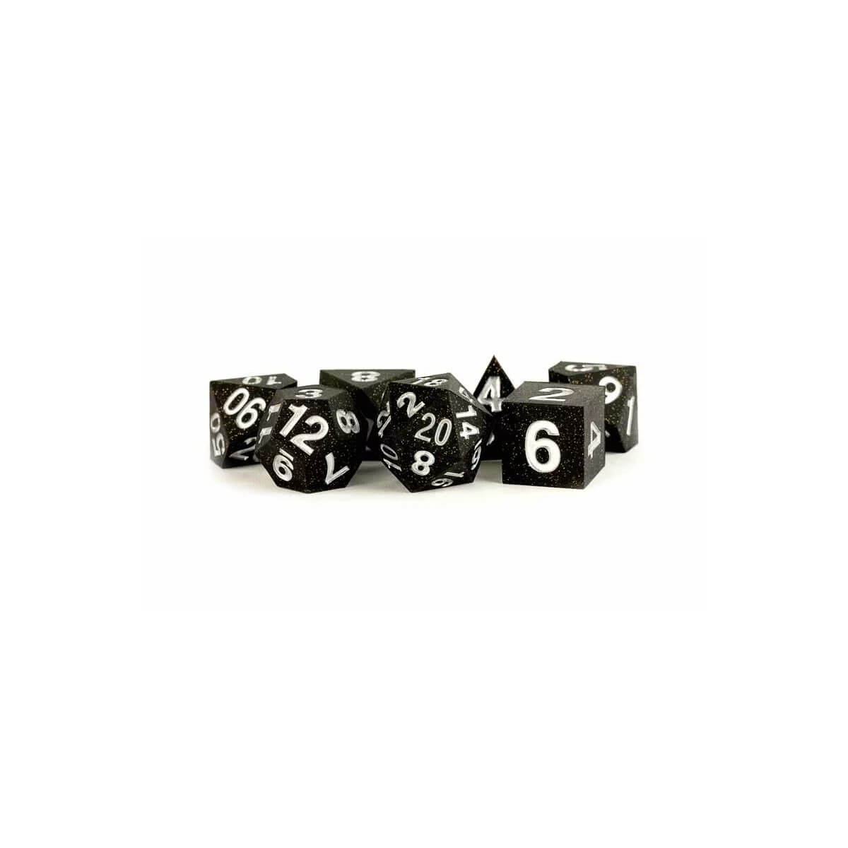 Gold Scatter - Rubber Sharp Edge Dice set - 7 stuks - De Spellenhoorn